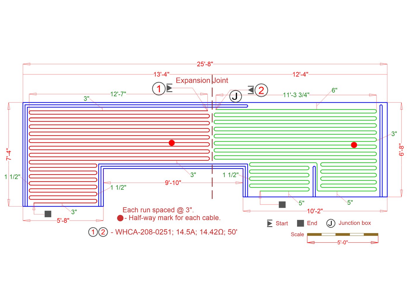Ramps Floor Plan Ramp Small #2. 126 sq.ft. with Snow Melt Cable @3.0 ...