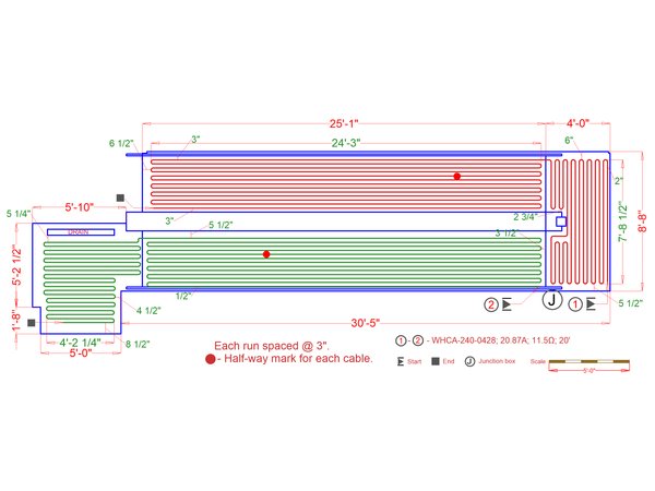 Ramps Floor Plan Ramp Medium #2. 214 sq.ft. with Snow Melt Cable @3.0 ...
