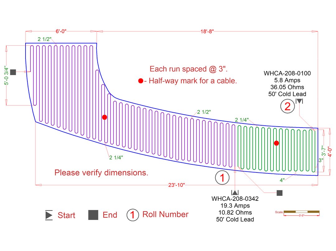 WHCA-120-0043 - Electric Embeddable Snow Melting Cable, 120V, 43′ Long