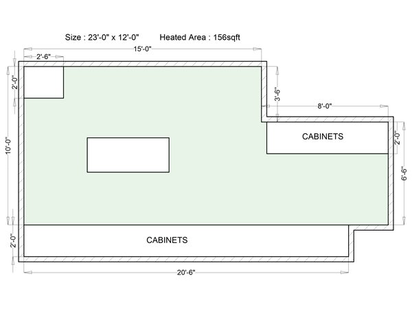 Large Single Wall Straight Kitchen 1. 156 sq.ft. with TempZone Floor ...